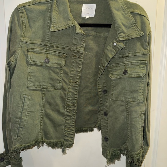 Hidden | Jackets & Coats | Hidden Frayed Hem Utility Jacket In Forest ...